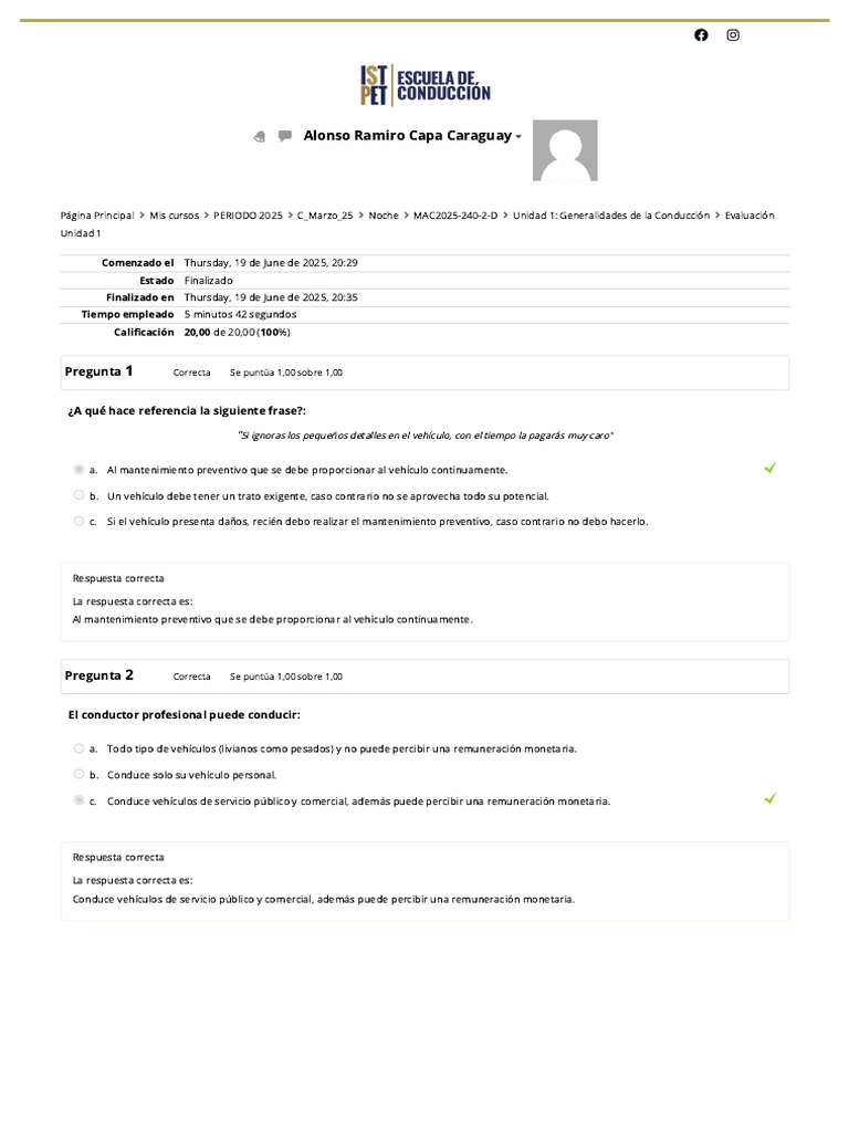 Evaluación Unidad 1 - Revisión Del Intento | PDF