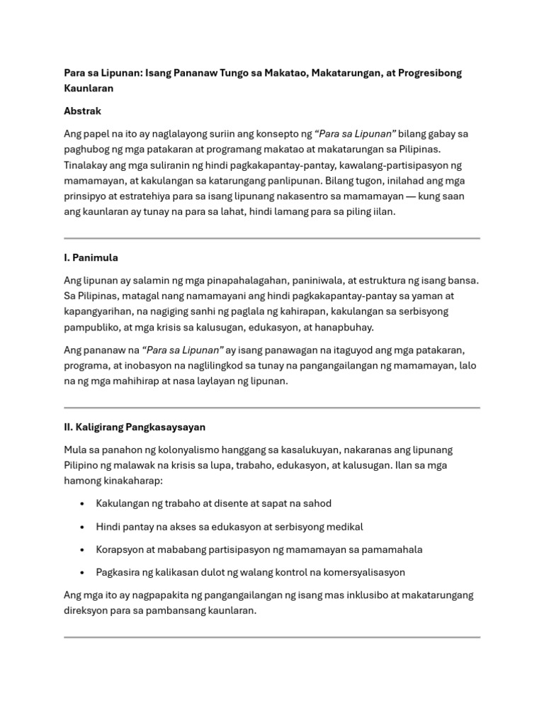 Para Sa Lipunan | PDF