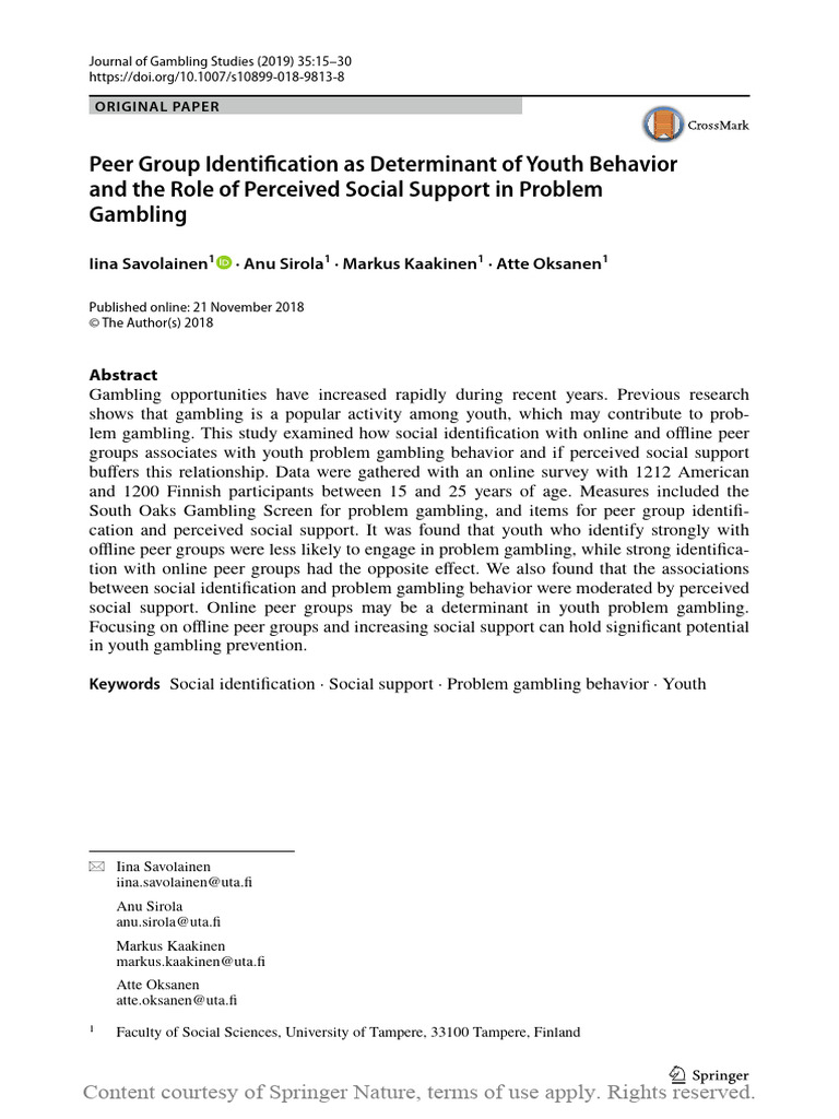 Peer Group Identification As Determinant of Youth | PDF | Social ...
