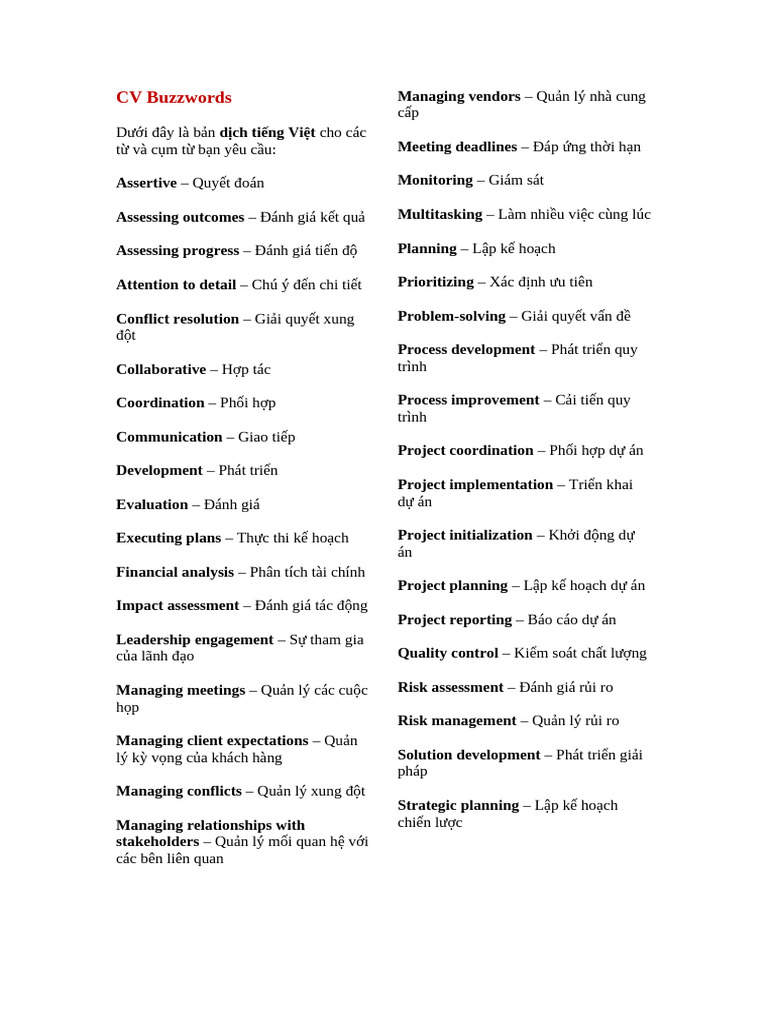 CV Buzzwords | PDF