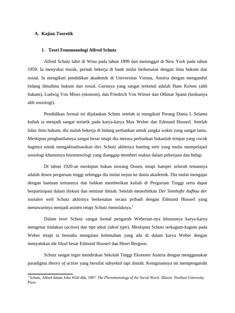 Teori Fenomenologi Alfred Schutz | PDF