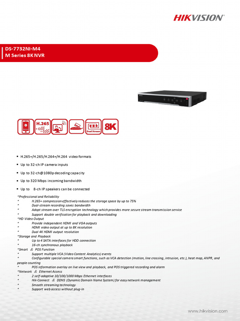 DS-7732NI-M4 Datasheet 20250114 | PDF | Hdmi | Video