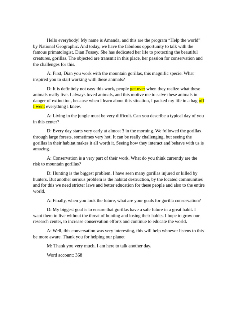 Interview Example Lengua B NM IB | PDF
