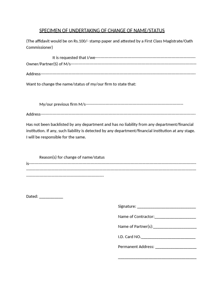 Affidavit for Firm Name Change | PDF