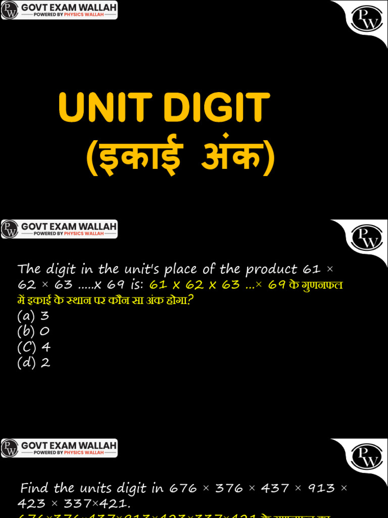 Unit Digit | PDF
