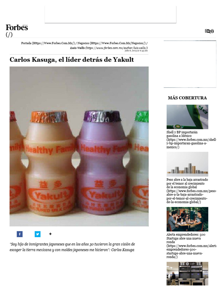 Carlos Kasuga: Éxito de Yakult en México | PDF