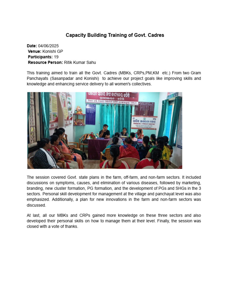 Report Cadre Trainning | PDF | Capacity Building | Leadership