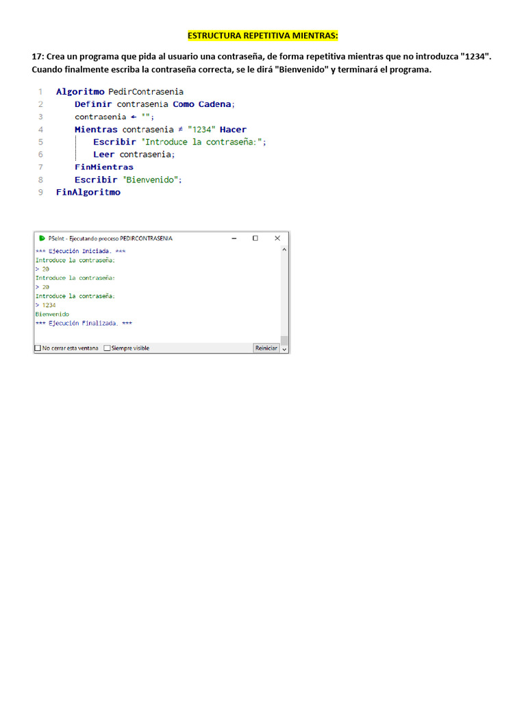 Estructura Repetitiva Mientras | PDF | Algoritmos | Entero