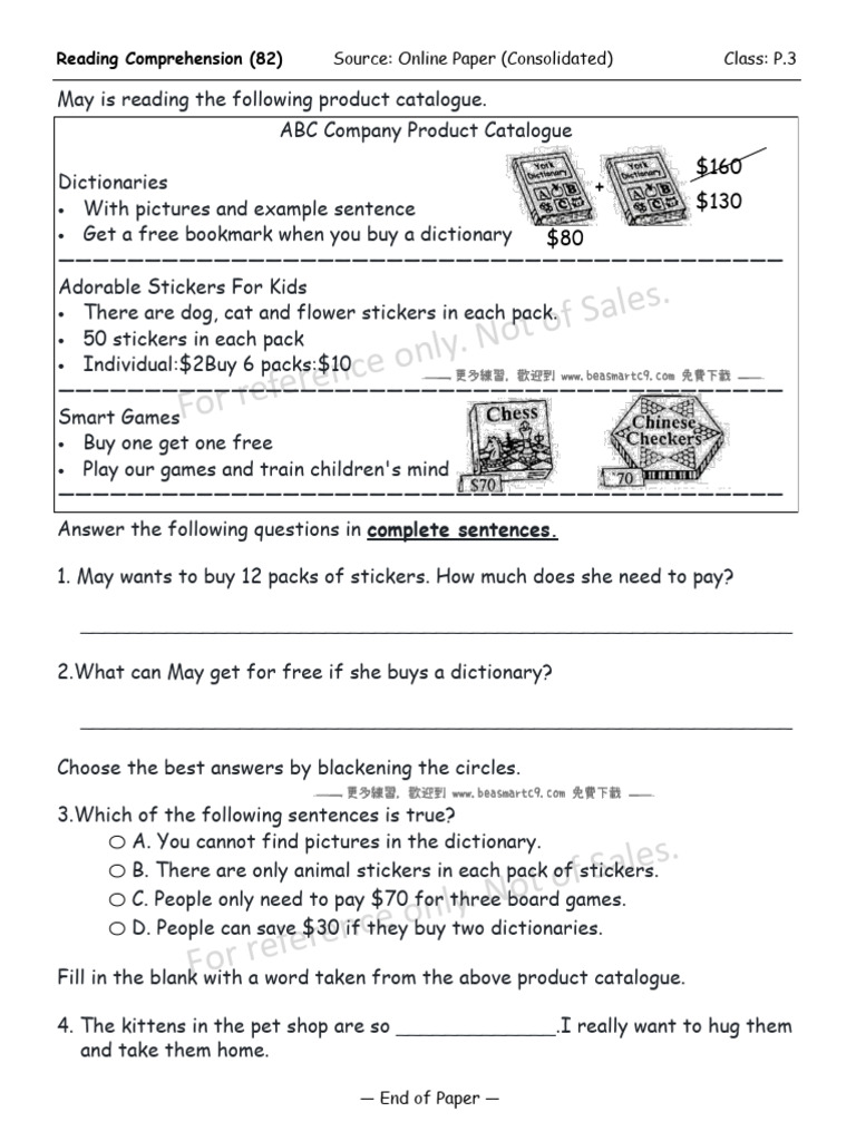 82-87 P3 Reading Comprehension | PDF