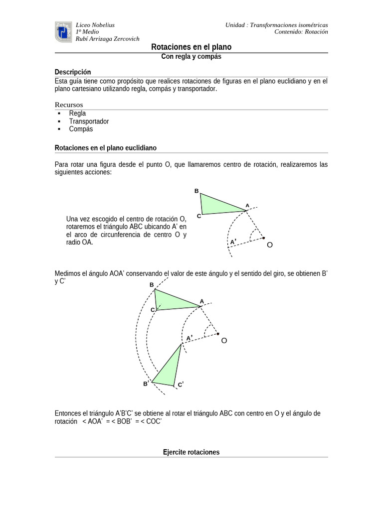 Tabla de Rotaciones en el Plano Cartesiano | PDF | Rotación | Triángulo