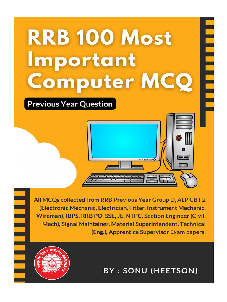 RRB Previous Year Question Paper Computer MCQ | PDF | Computer Data Storage | Random Access Memory