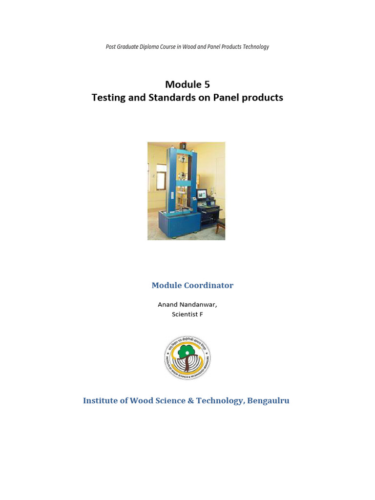 MODULE - Testing of Wood Based Panels-1 | PDF | Strength Of Materials ...