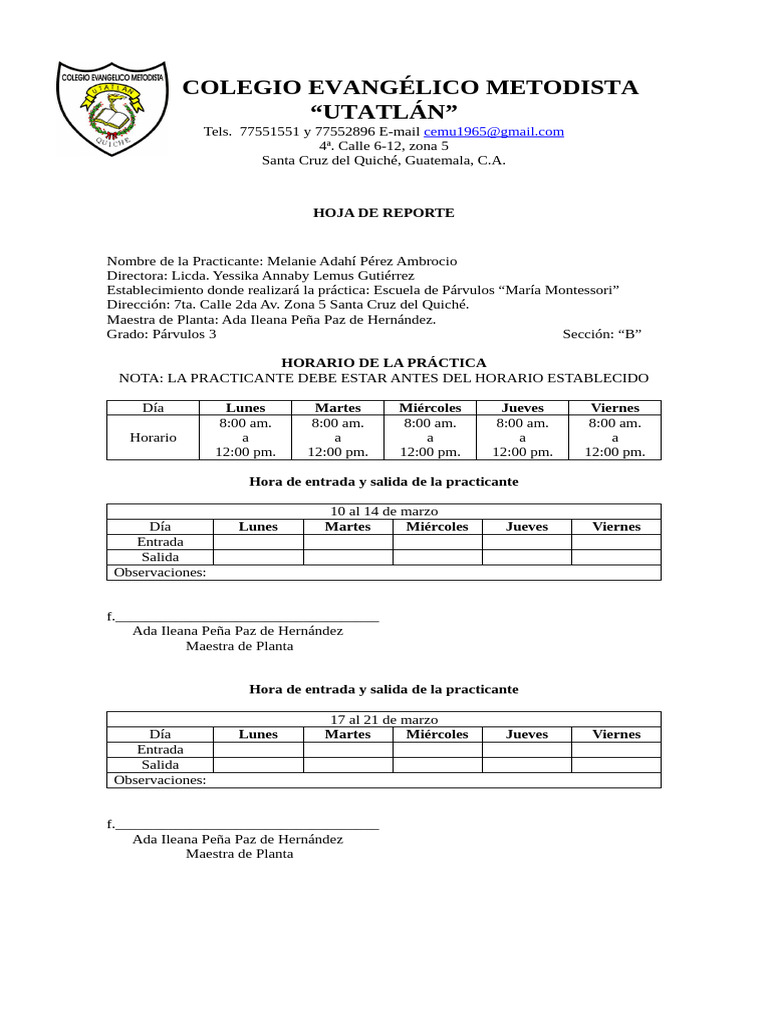Hoja de Reporte | PDF
