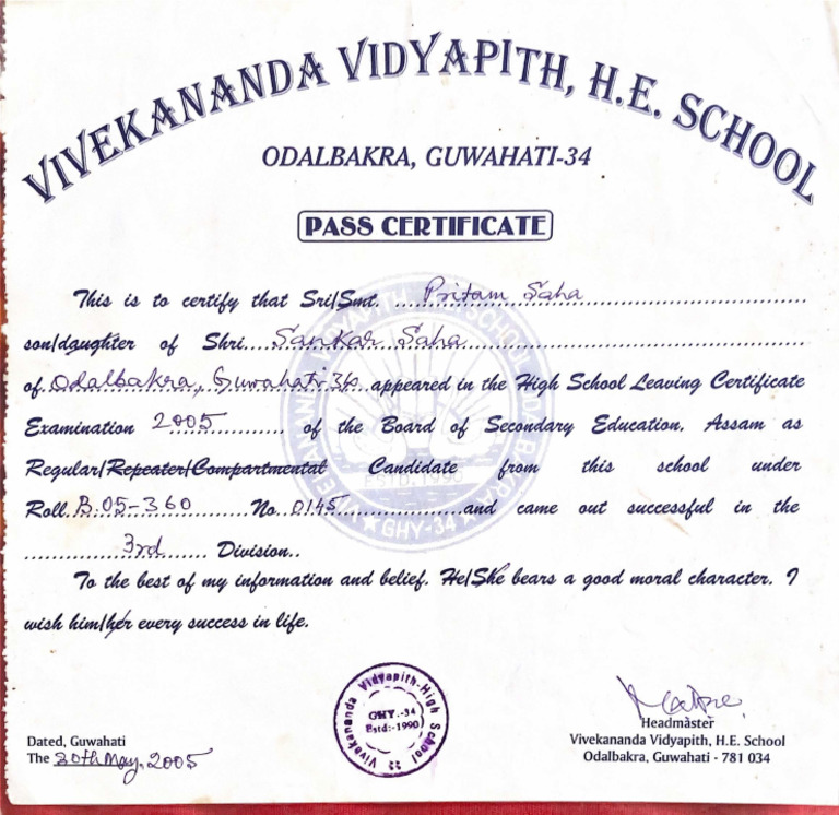 Pass Certificate From School | PDF