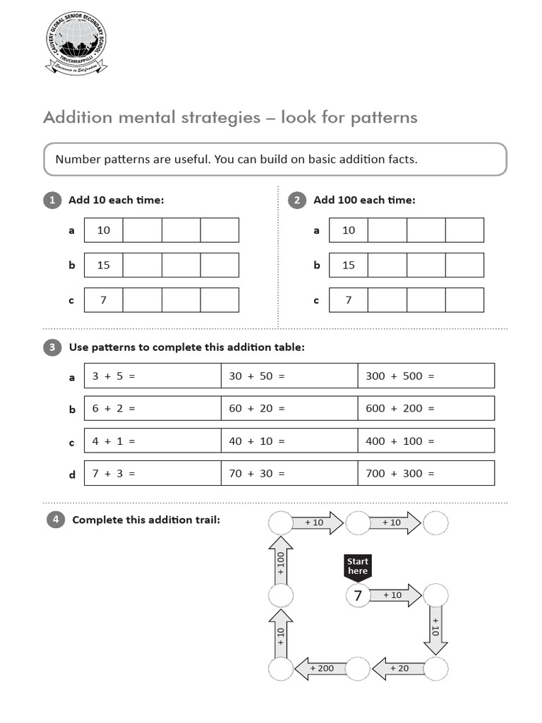 Cgs Math Gr3 Ch2 Addition WS2 1 | PDF