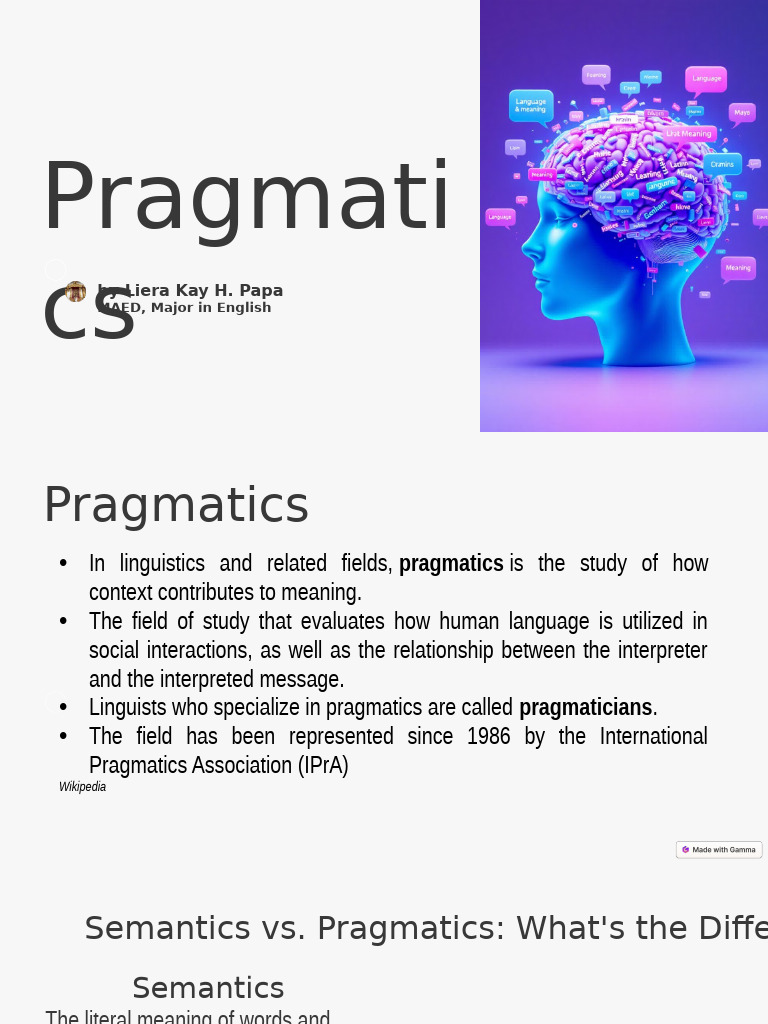 Pragmatics Speech Act | PDF | Semantics | Linguistics