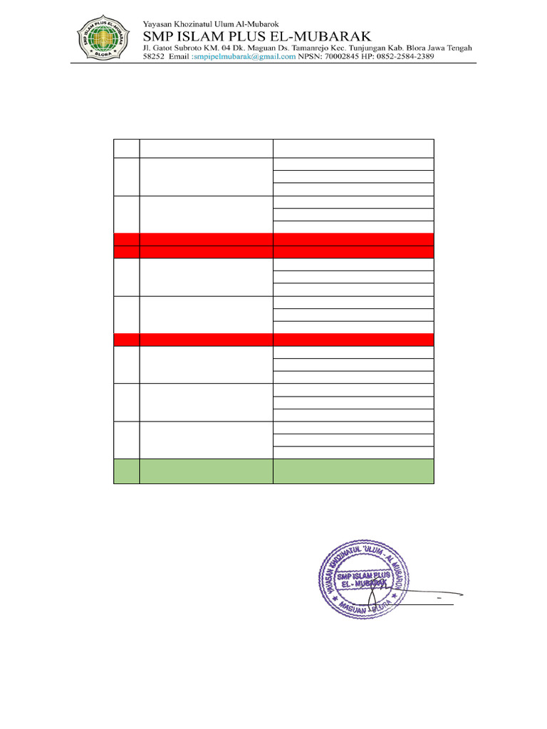 Jadwal Piket Libur Semester Gasal 2024 | PDF