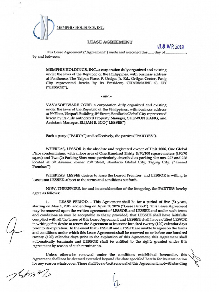 One Global Place Unit1006 Contract | PDF