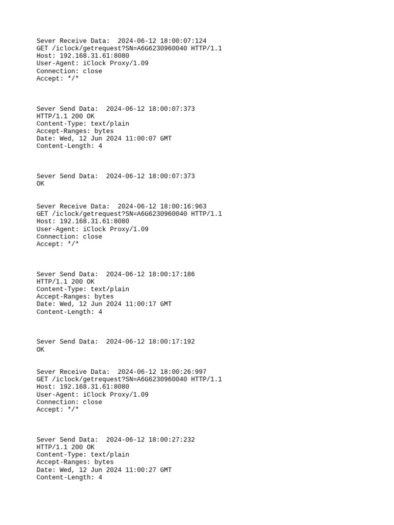 iClock Server Data Exchange Logs | PDF