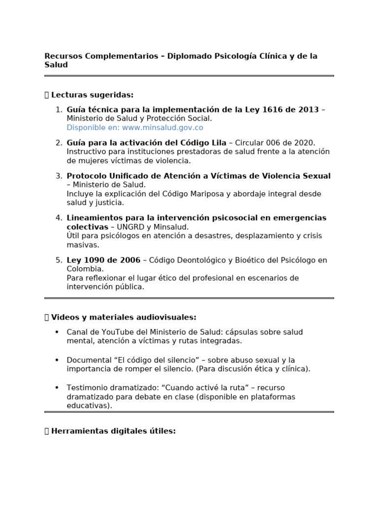 Recursos Complementarios Rutas de Atención | PDF