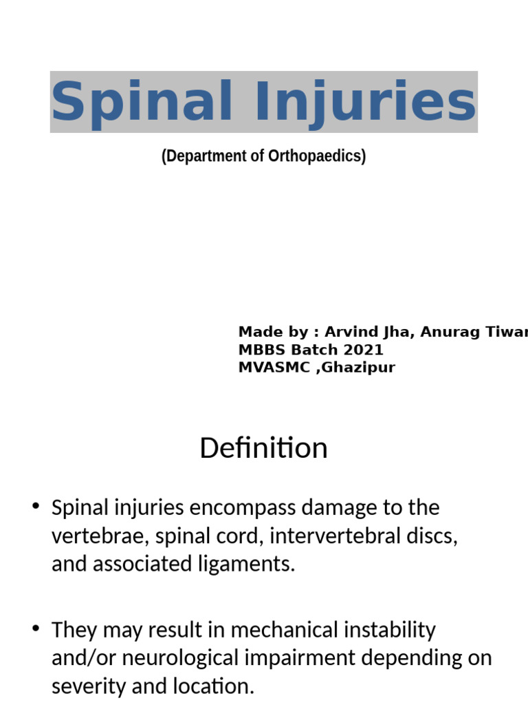 Spinal Injuries (6) Final | PDF | Vertebral Column | Spinal Cord Injury