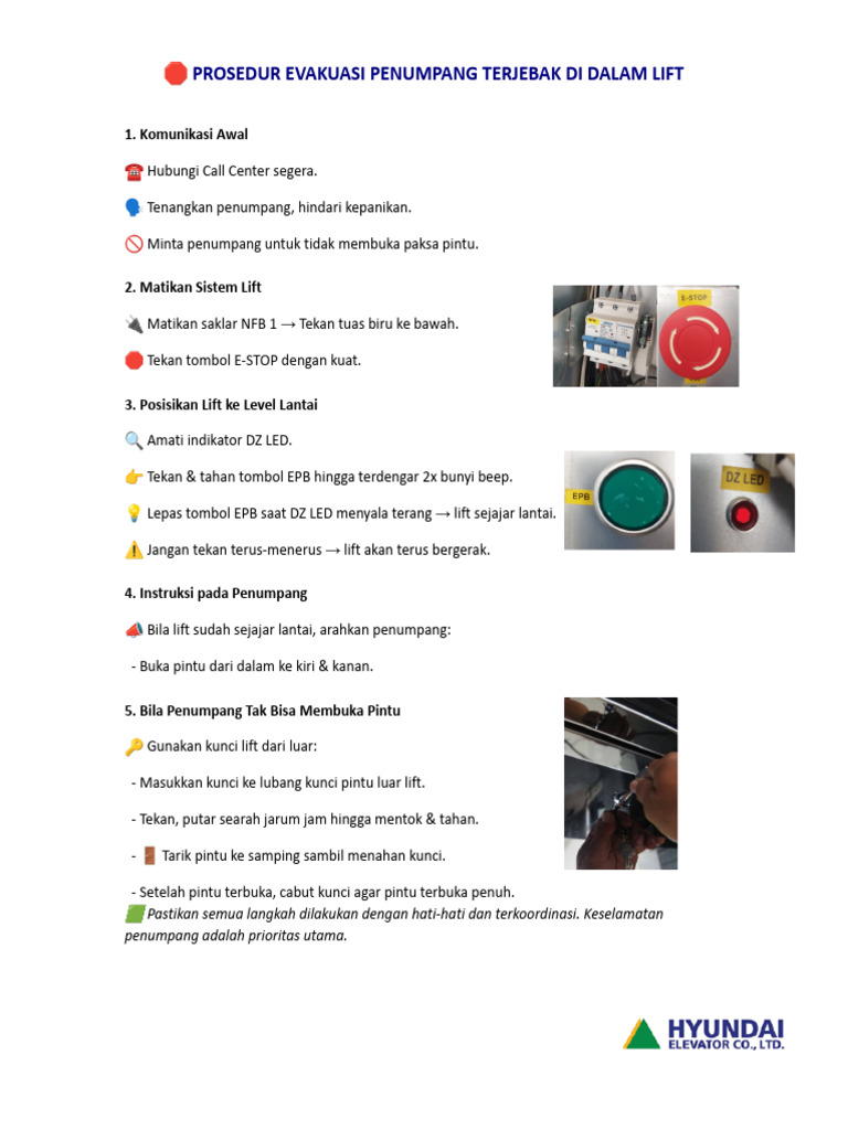 Prosedur Evakuasi Lift Ringkas | PDF