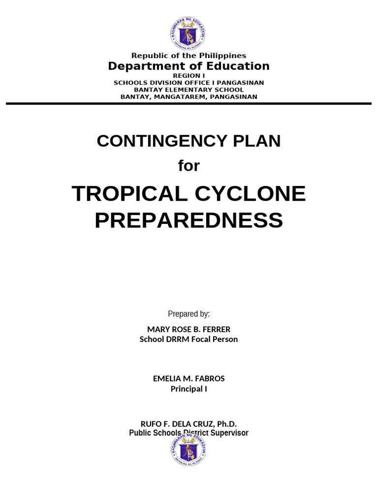 Contincency Plan Final Cyclone 1 | PDF | Tropical Cyclones