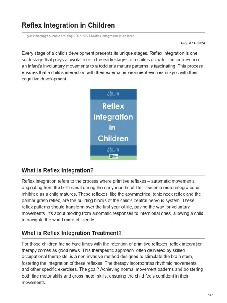 Reflex Integration in Children | PDF | Behavioural Sciences | Neuroscience