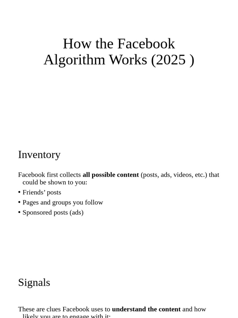 How The Facebook Algorithm Works (2025) | PDF
