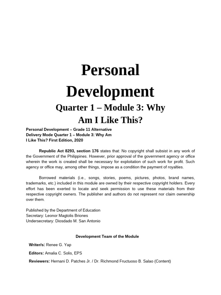 Perdev - q1 - Mod3 - Why Am I Like This | PDF | Adolescence | Sexually Transmitted Infection