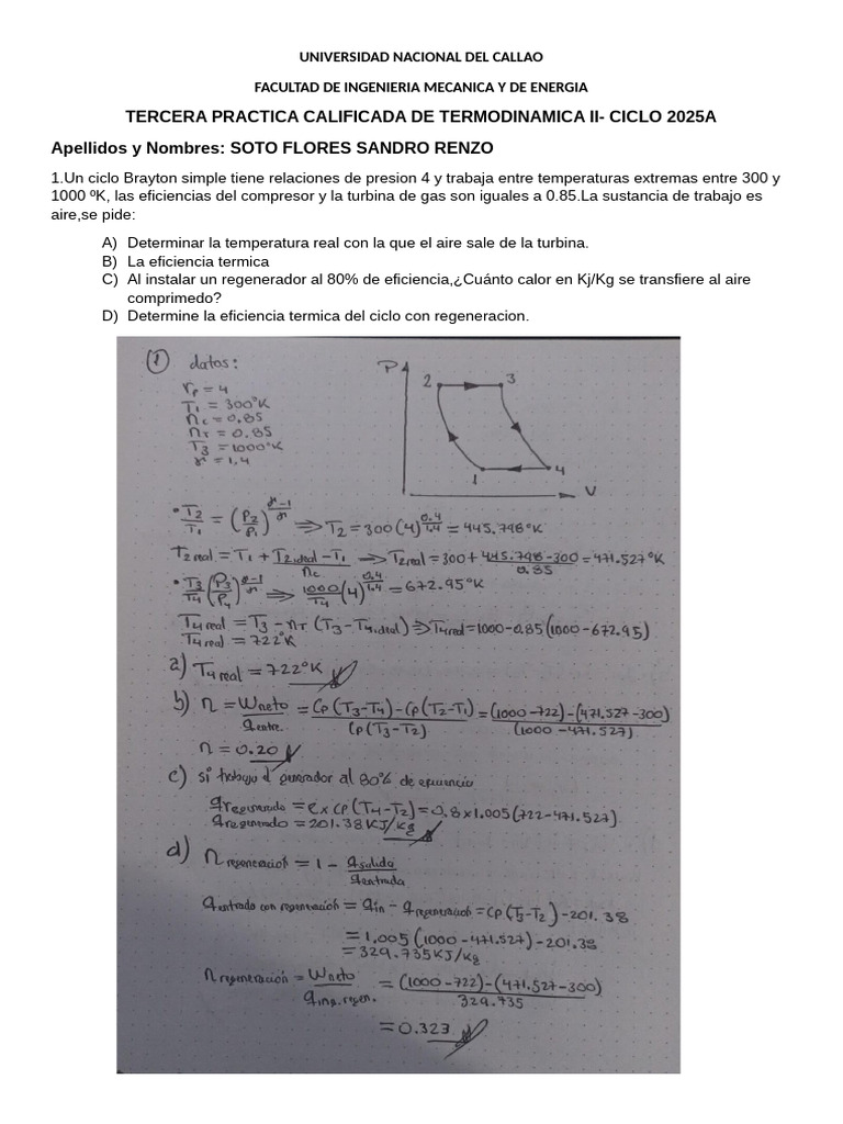 3RA PC de TERMODINAMICA II-soto Flores Sandro Renzo | PDF