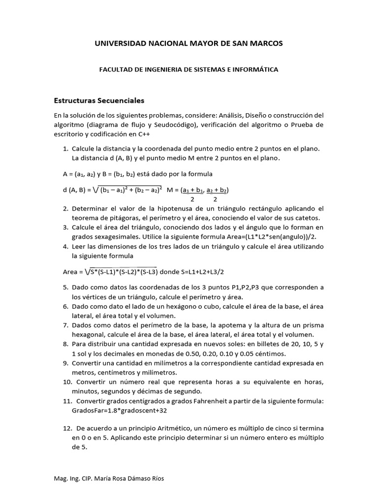 Ejercicios Propuestos - Estructuras Secuenciales | PDF