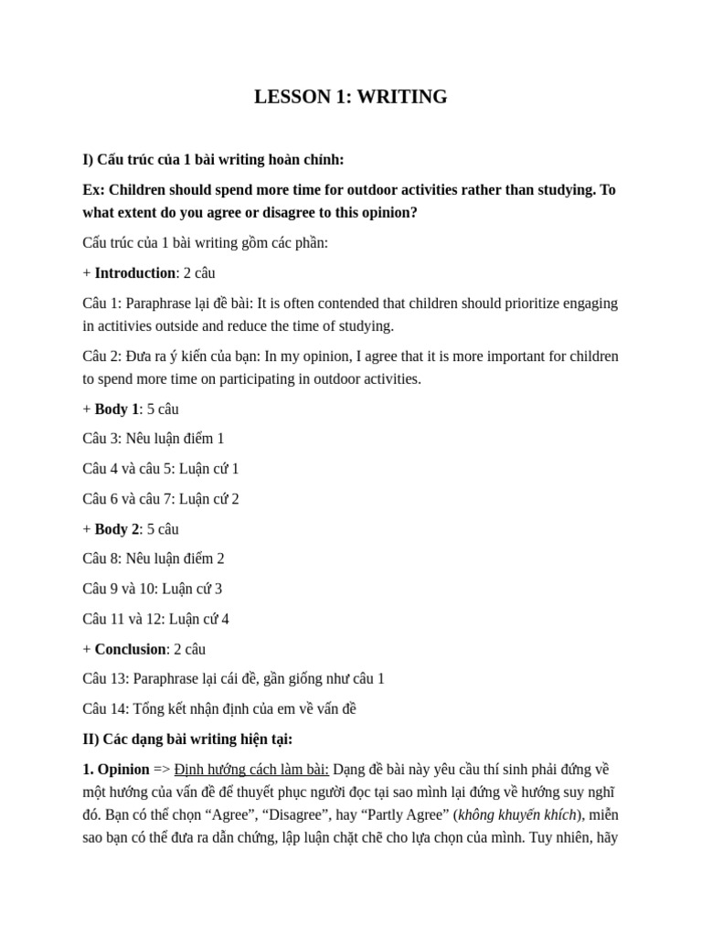 Lesson 1 - Writing | PDF