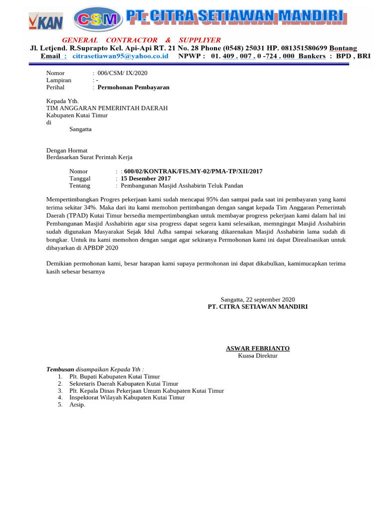 Permohonan Bayar | PDF