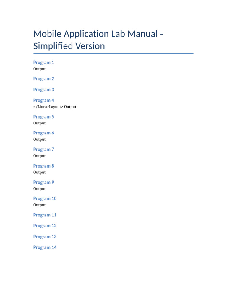 Simplified Mobile App Lab Manual | PDF