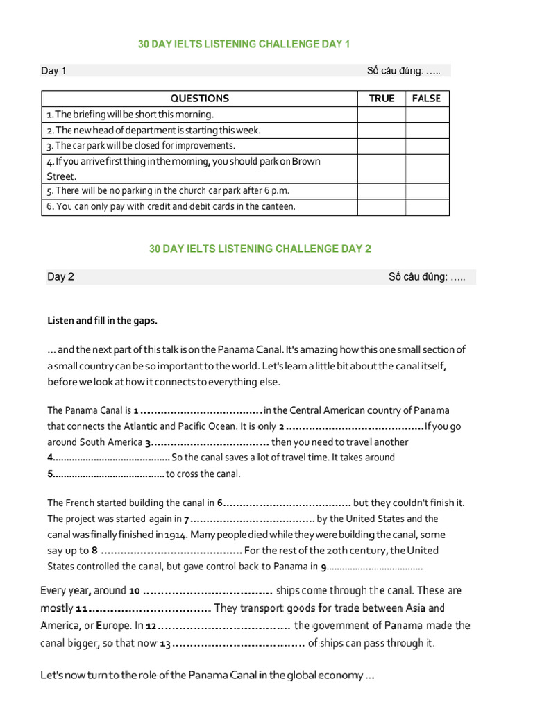 30 Day Ielts Listening Challenge | PDF