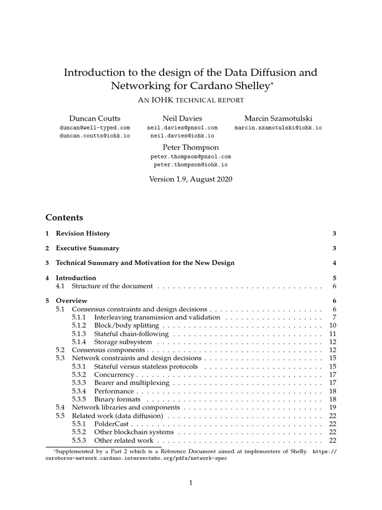 Introduction To The Design of The Data Diffusion and Networking For Cardano Shelley - Network ...