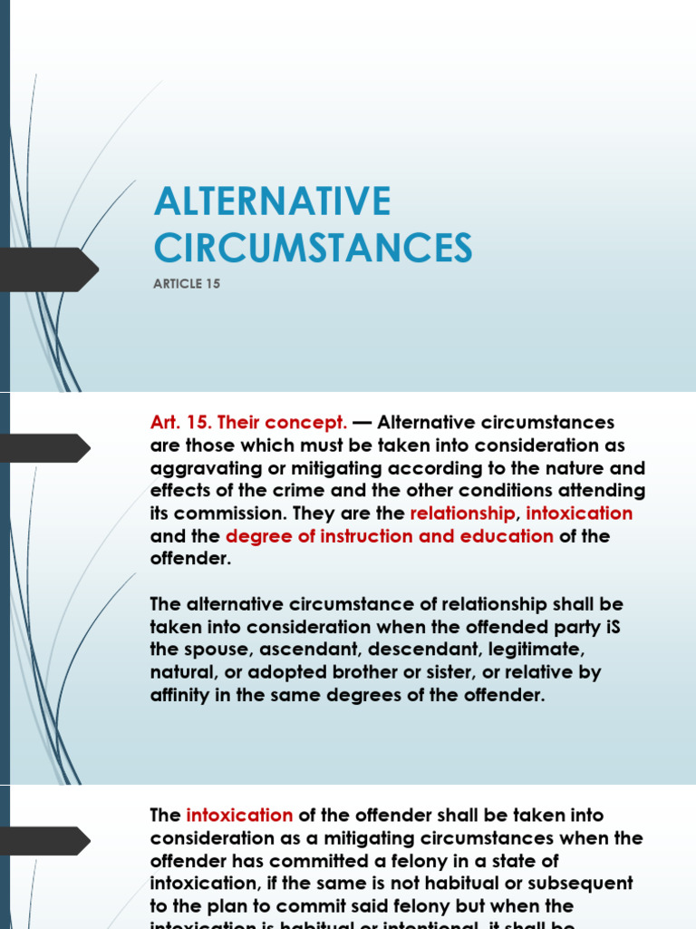 Alternative Circumstances | PDF | Aiding And Abetting | Crimes