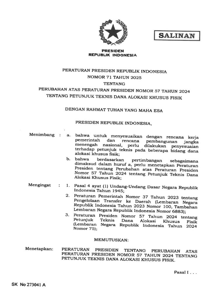 Perpres 71 Tahun 2025 | PDF