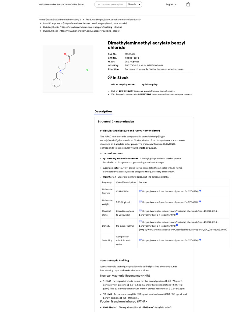 Dimethylaminoethyl Acrylate Overview | PDF | Chemical Reactions | Ammonium