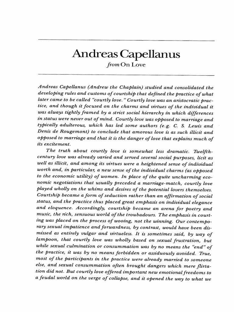 Capellanus, On Love, Excerpt | PDF