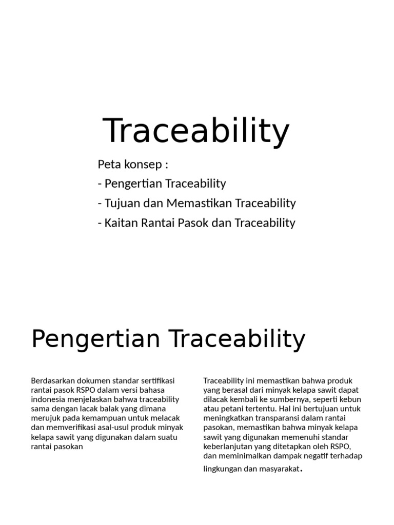 Pengertian dan Tujuan Traceability | PDF