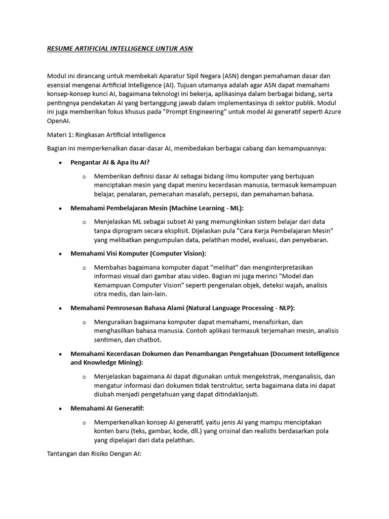 Resume Artificial Intelligence Untuk Asn | PDF
