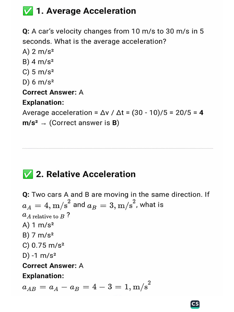 Acceleration | PDF