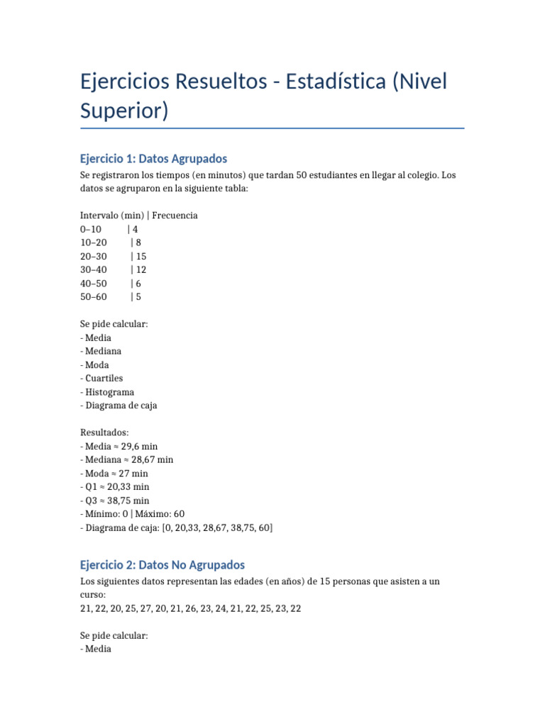 Ejercicios Resueltos Estadistica | PDF