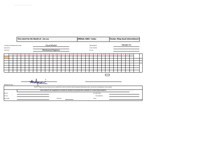 Ziyad Khalid - TimeSheet - 24 Jun-2025 | PDF