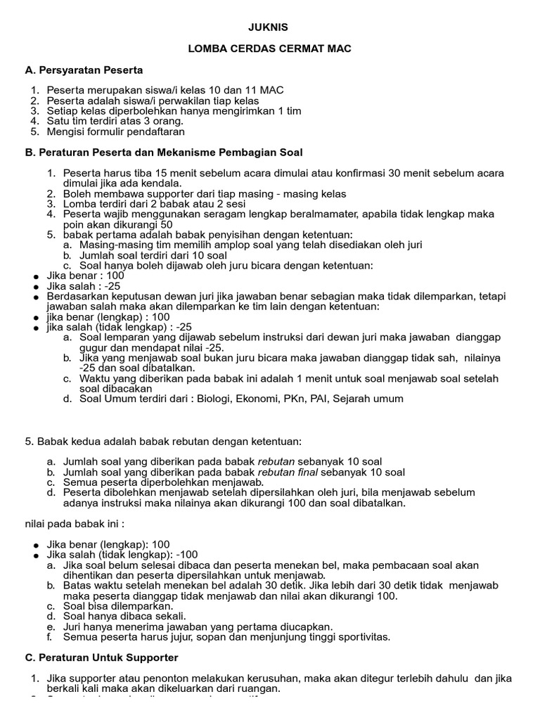 Juknis Lomba Cerdas Cermat Mac - 20250524 - 084622 - 0000 | PDF