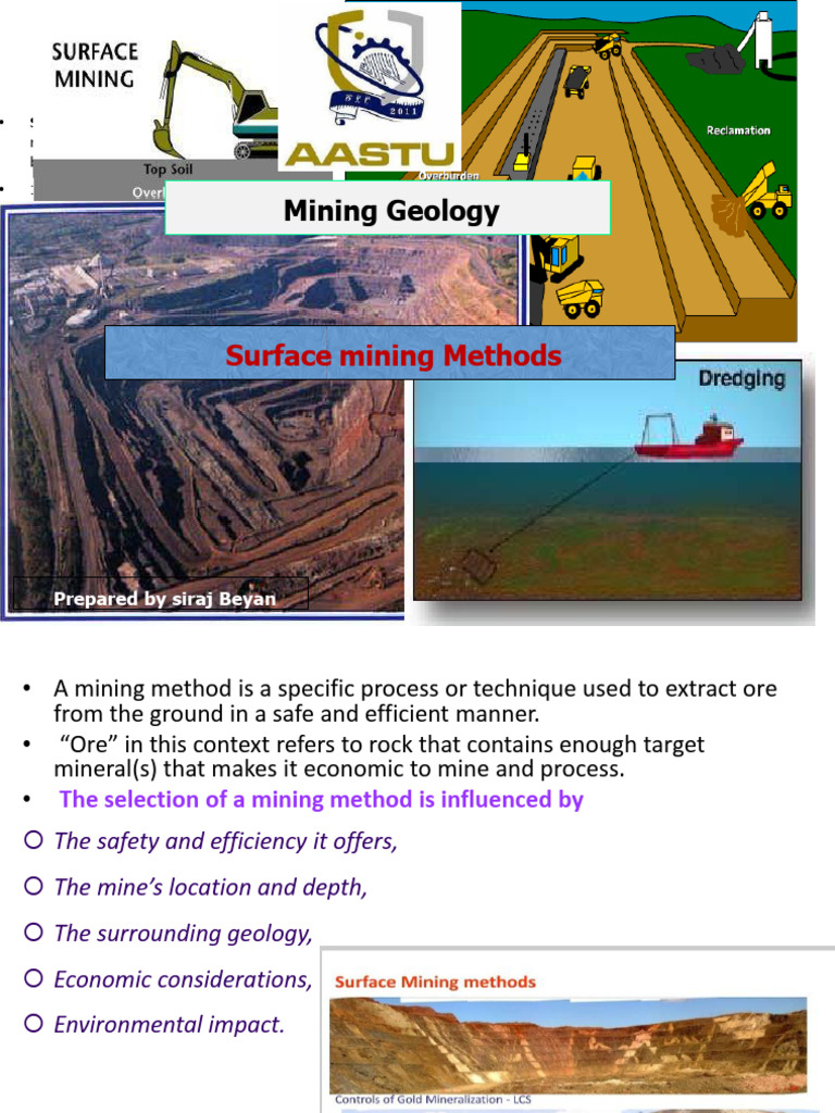 Mining Geology Course Underground Surface Solution Placer Mining in Ethiopia | PDF | Mining ...