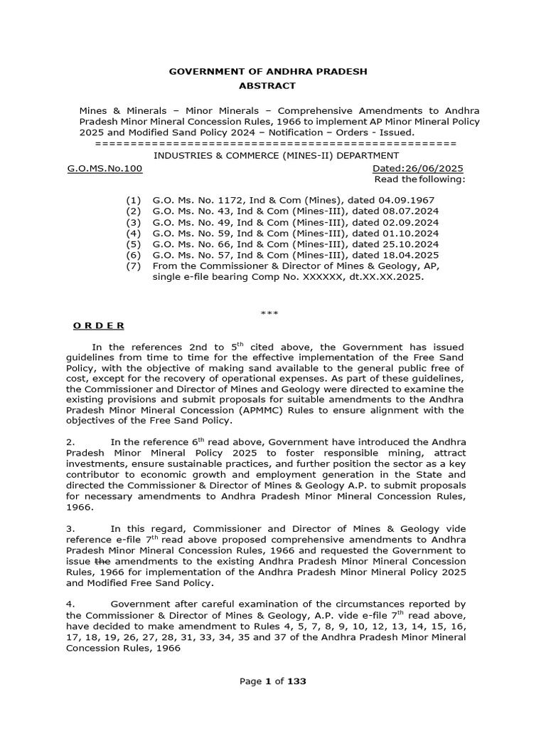 G.O.Ms - No.100, Dated 26.06.2025 On Amendments To Implement APMM ...
