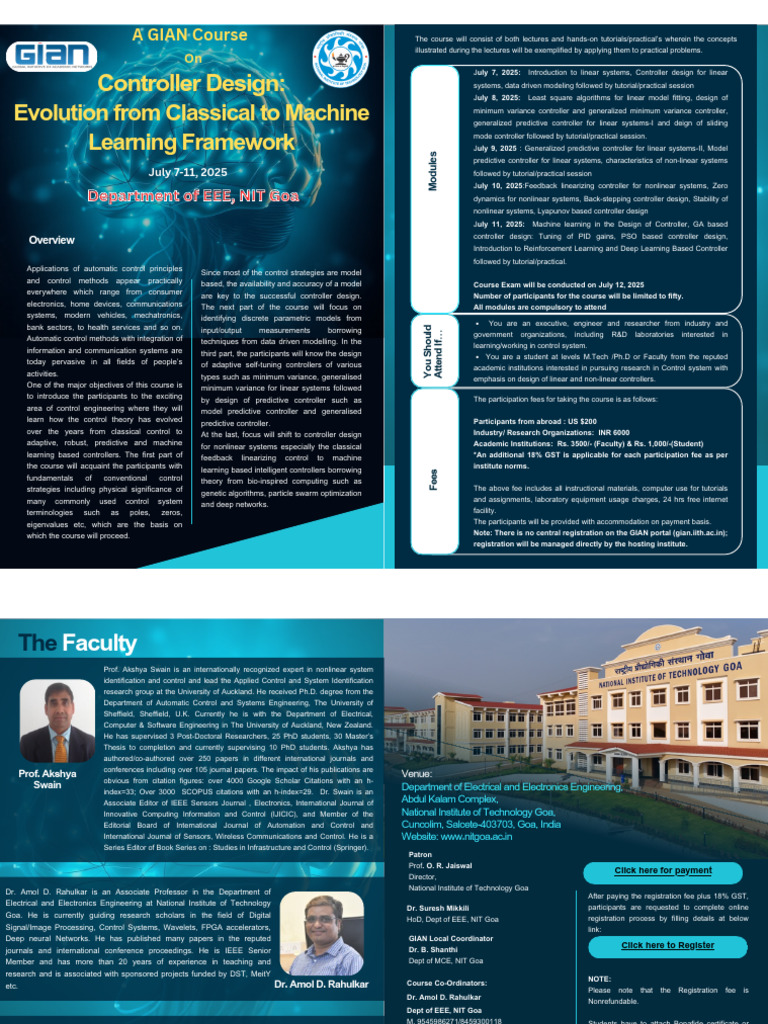 GIAN Brochure ControllerDesign | PDF | Control Theory | Nonlinear System